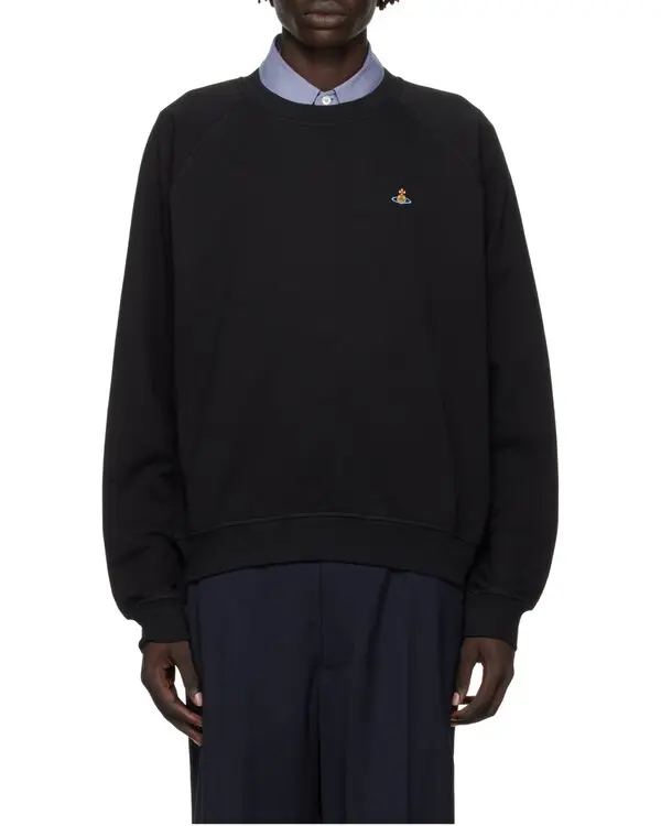VIVIENNE WESTWOOD Logo Embroidered Crewneck Sweatshirt - Black