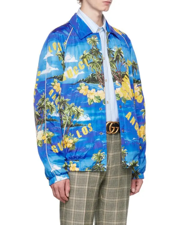 Gucci Tropical Printed Press-stud Fastened Jacket