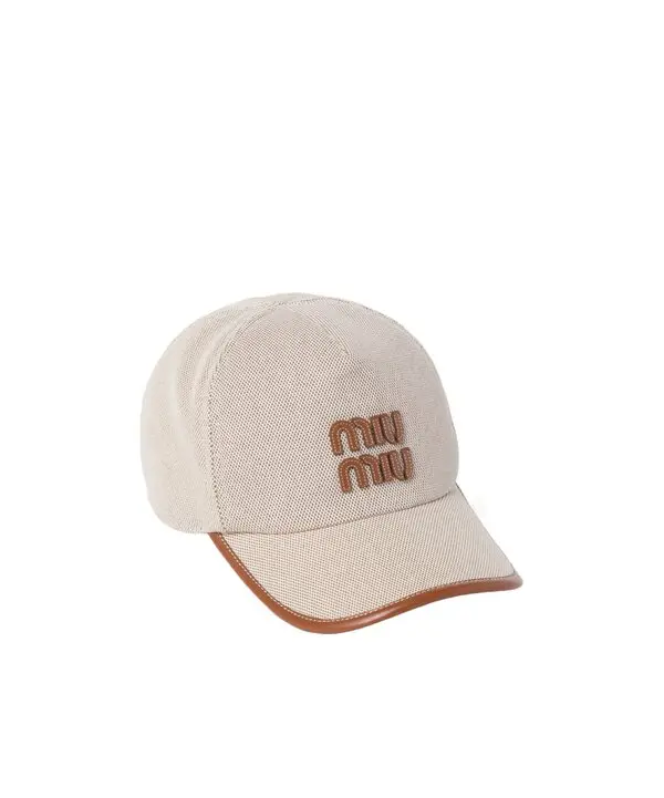 Miu Miu Baseball Cap With Logo Patch - Beige/brandy