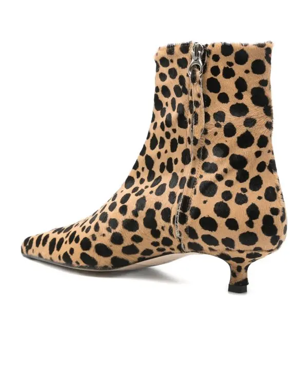 AeydĒ Sofie Leo Printed Pointed Toe Ankle Boots - Beige/black