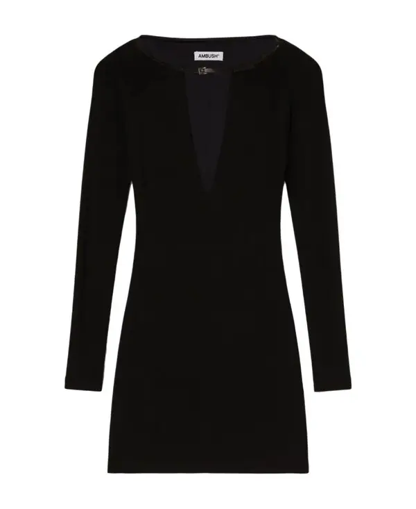 AMBUSH Deep V-neck Long Sleeve Mini Dress