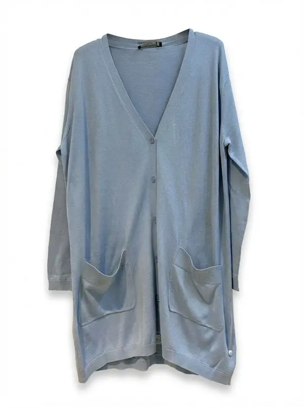Max Mara Long-sleeved V-neck Cardigan With Front Pockets