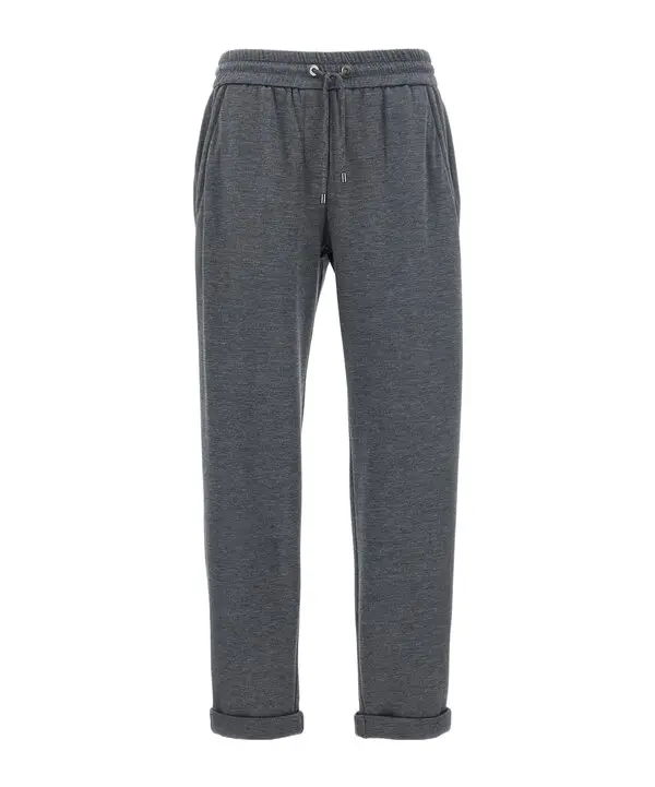Brunello Cucinelli Elastic Waistband Drawstring Joggers - Grey