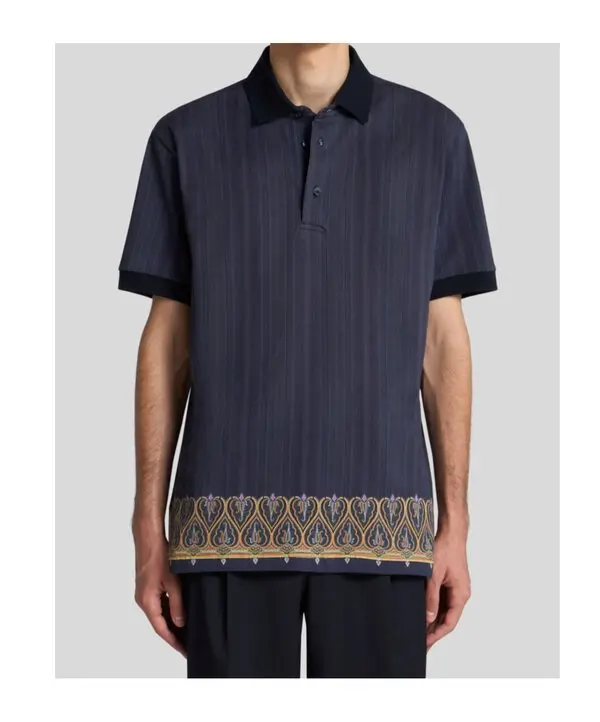 Etro Striped Short Sleeved Polo Shirt