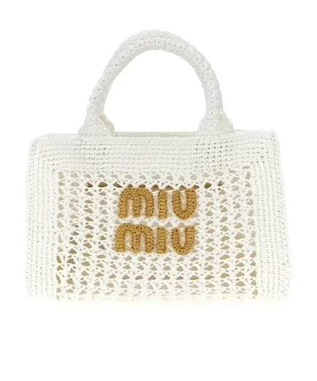 Miu Miu Crochet Handbag - White