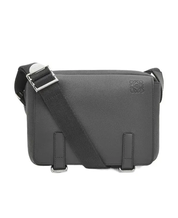 Loewe Xs Military Messenger Bag In Soft Grained Calfskin - Coal Gray
