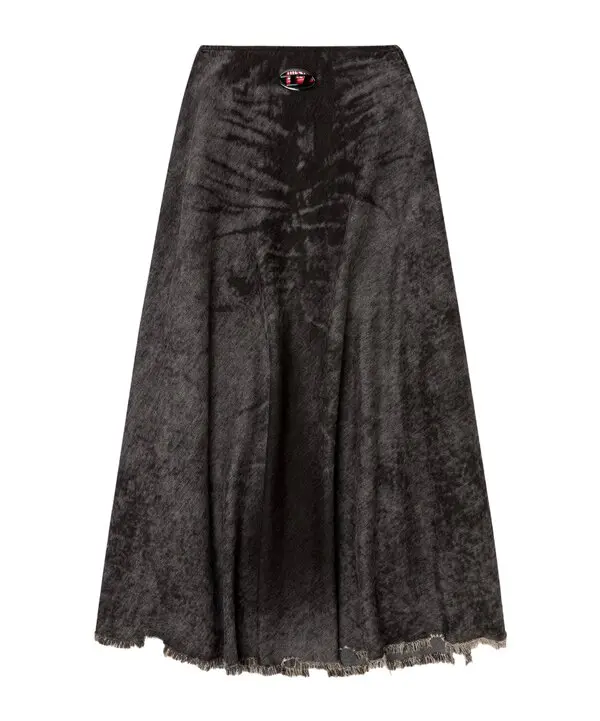DIESEL® A-line Maxi Skirt With Frayed Hem And Oval D Logo