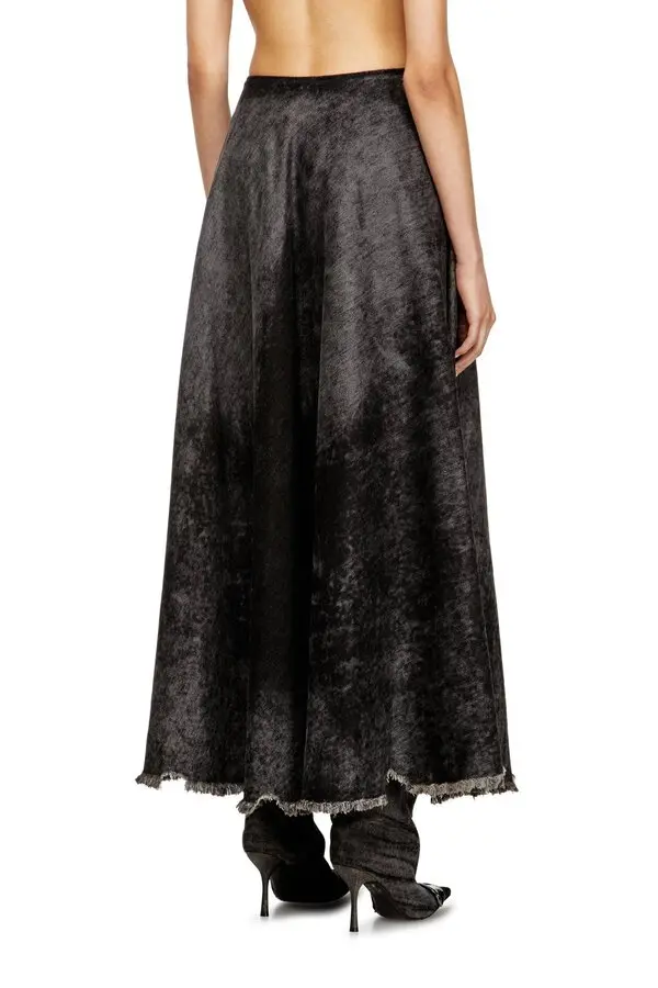 DIESEL® A-line Maxi Skirt With Frayed Hem And Oval D Logo