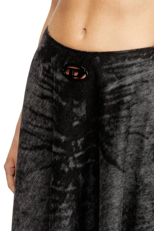 DIESEL® A-line Maxi Skirt With Frayed Hem And Oval D Logo