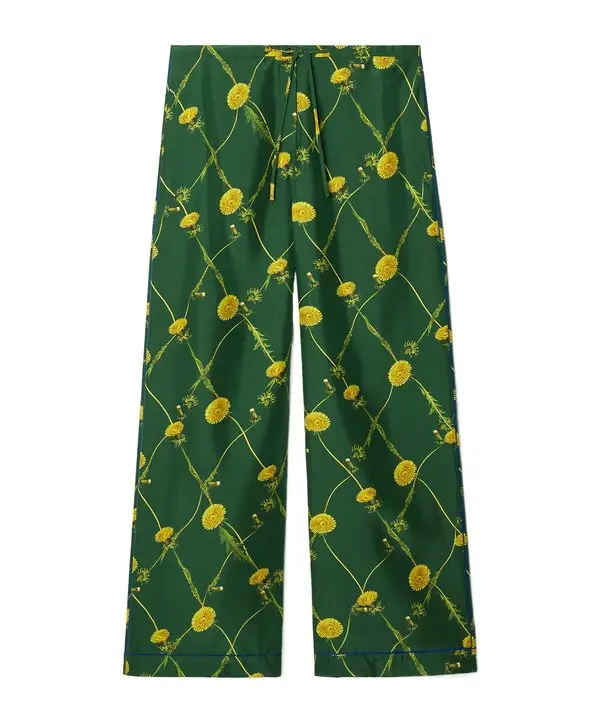 Burberry Floral Printed Wide-leg Trousers - Green