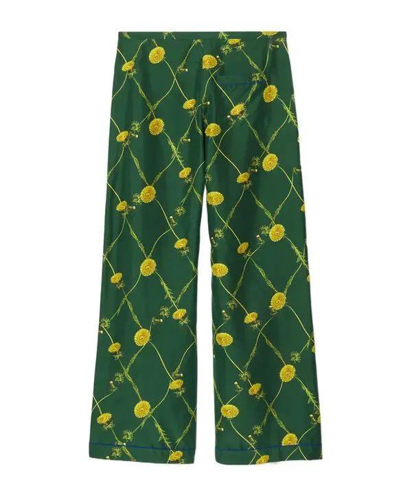 Burberry Floral Printed Wide-leg Trousers - Green