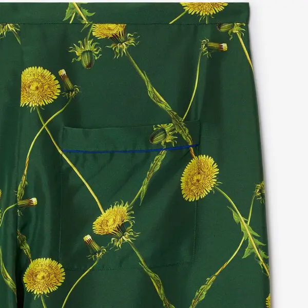 Burberry Floral Printed Wide-leg Trousers - Green
