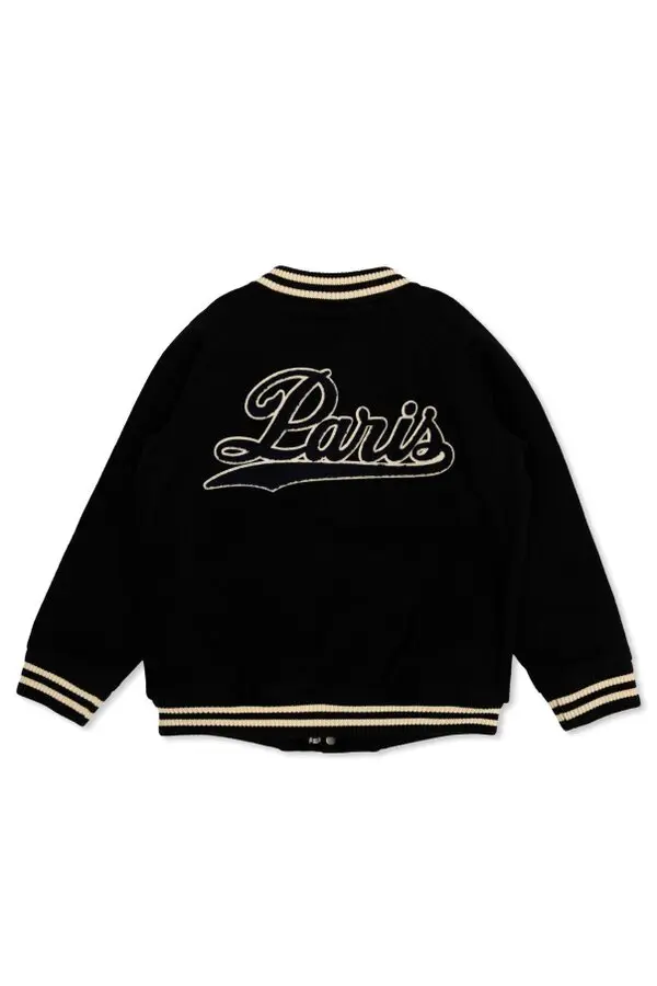 Bonpoint Varsity Bomber Jacket With Embroidered Details - Black
