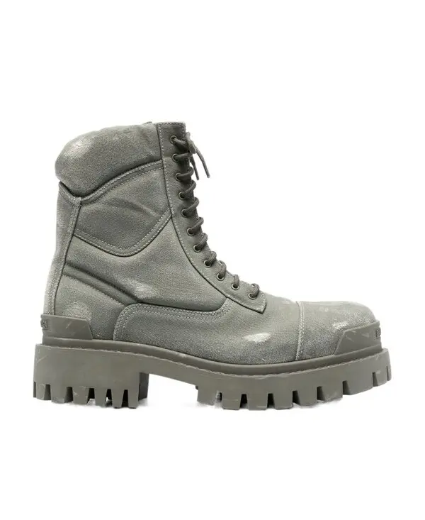 Balenciaga Distressed Combat Boots - Green