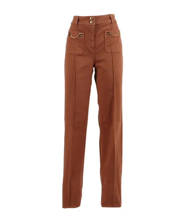 Elisabetta Franchi Chain Detailed Straight Leg Jeans