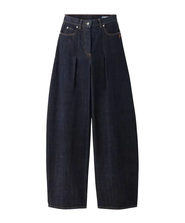 Jacquemus High-waisted Curved Leg Jeans - Deep Navy Blue