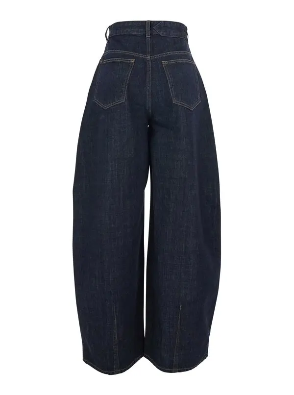 Jacquemus High-waisted Curved Leg Jeans - Deep Navy Blue