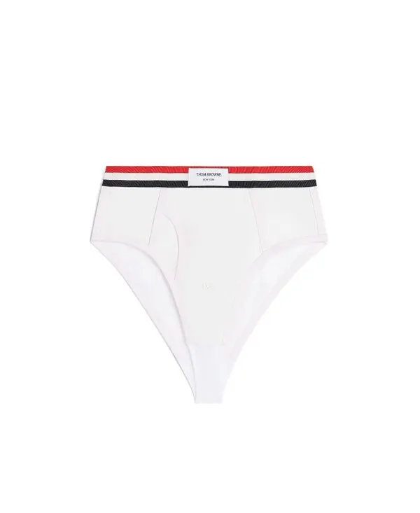 Thom Browne Oxford High-cut Y-line Panties With Waist Stripes - Light Pink