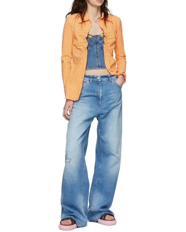 MSGM Gingham Shirt - Orange
