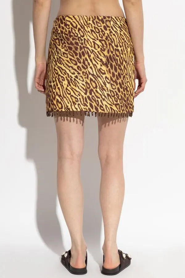 Zimmermann Graphic Print Fringed Mini Skirt - Nude