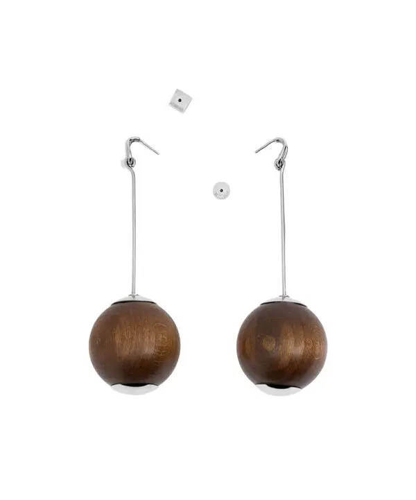 Jacquemus Dangling Ball Earrings - Silver/brown