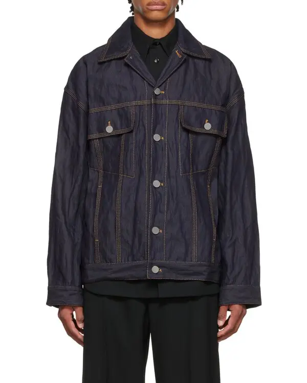 Bottega Veneta Denim Jacket With Contrast Stitching