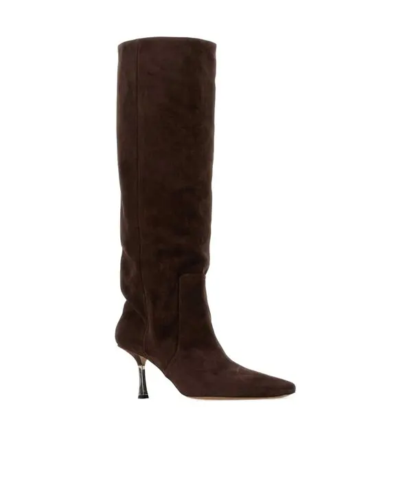 Paris Texas Pointed Toe Patchwork Stiletto Heel Boots - Black