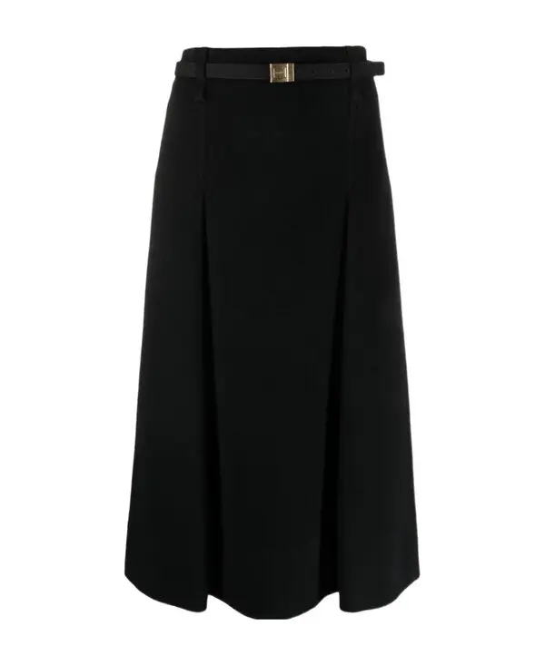 Saint Laurent Wool-blend A-line Midi Skirt - Black