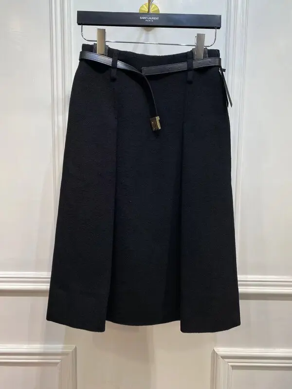 Saint Laurent Wool-blend A-line Midi Skirt