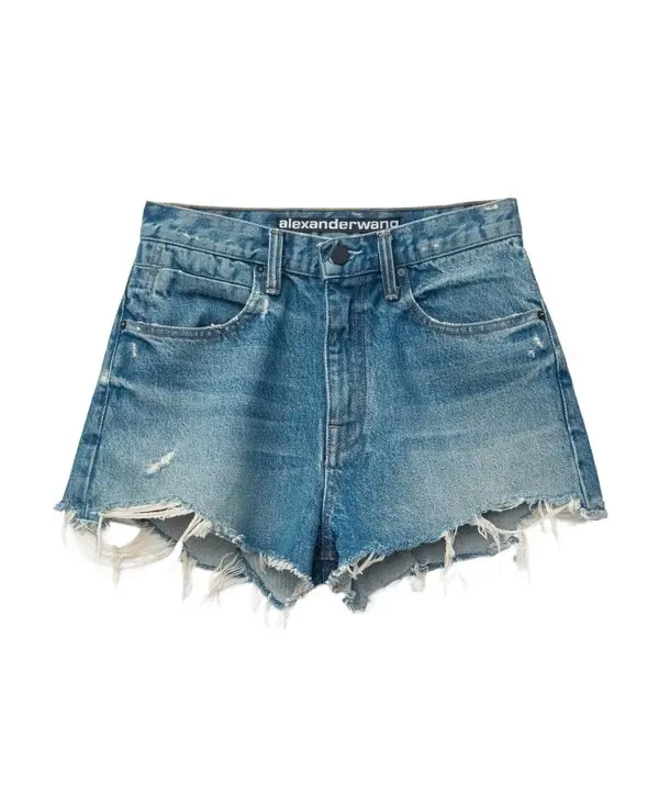 Alexander Wang High-rise Denim Shorts With Raw Edge Hem