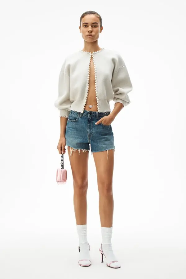 Alexander Wang High-rise Denim Shorts With Raw Edge Hem