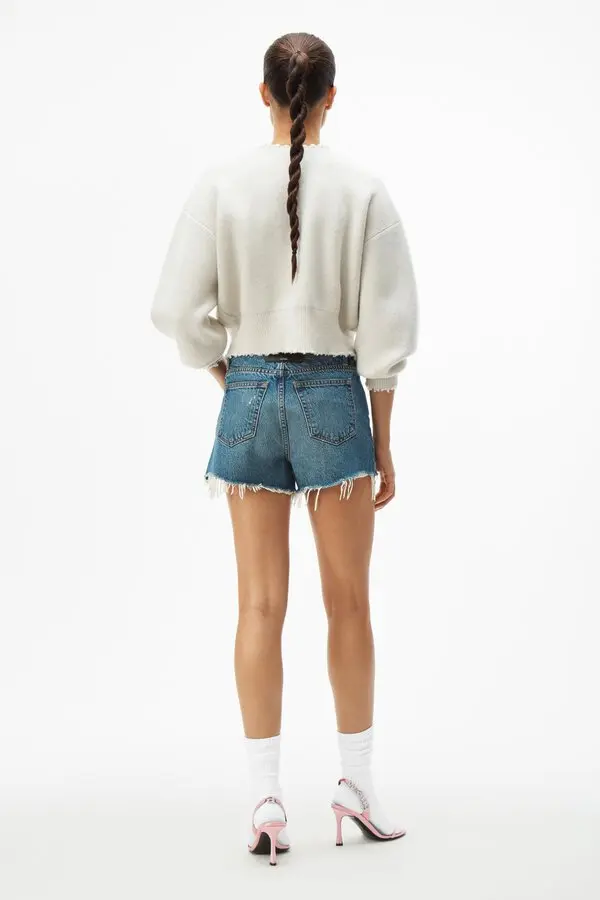 Alexander Wang High-rise Denim Shorts With Raw Edge Hem