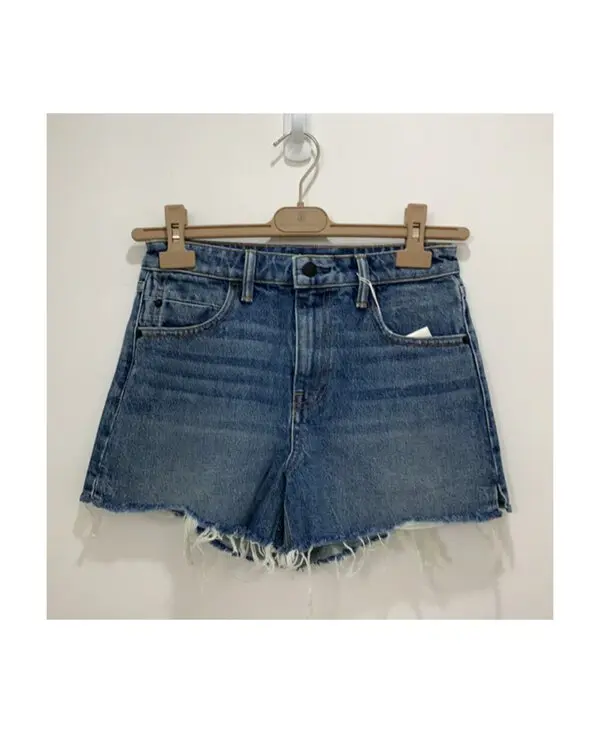 Alexander Wang High-rise Denim Shorts With Raw Edge Hem
