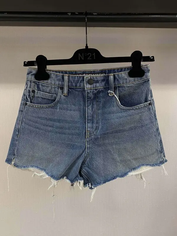 Alexander Wang High-rise Denim Shorts With Raw Edge Hem