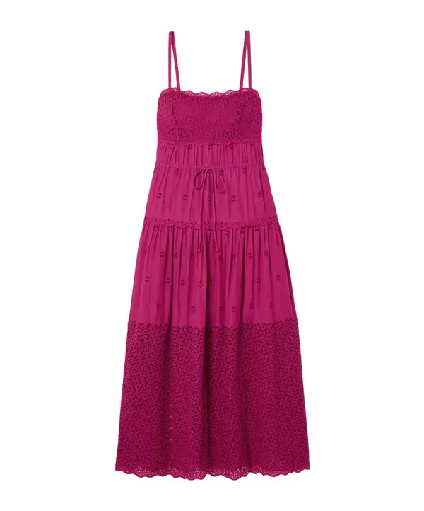 Ulla Johnson Embroidered Detail Slip Dress - Red