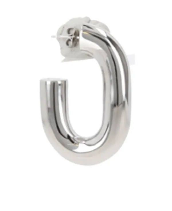 Rabanne Silver Link Hoop Earrings - Gray