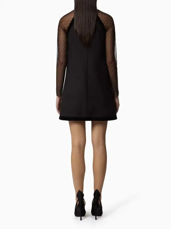 Nina Ricci Velvet-trimmed Tulle-sleeve Minidress