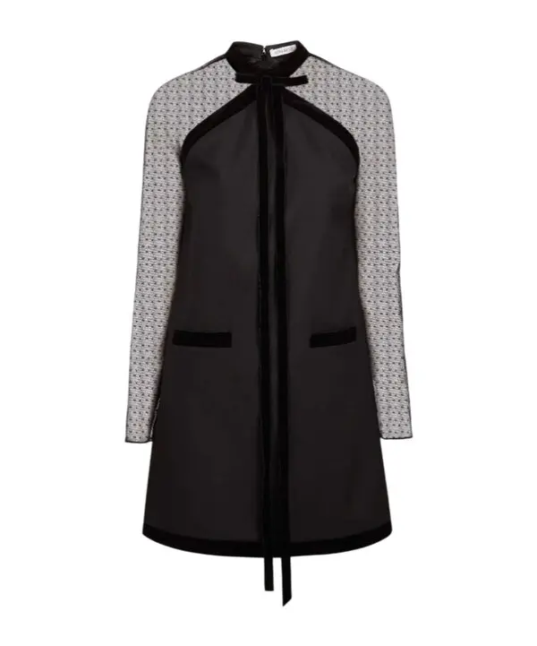 Nina Ricci Velvet-trimmed Tulle-sleeve Minidress - Black