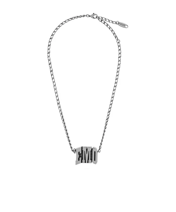 Balenciaga Emo Logo Pendant Necklace - Gray