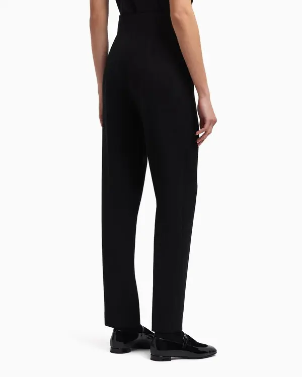 Emporio Armani High-waisted Side Zip Pants - Black