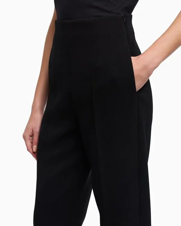 Emporio Armani High-waisted Side Zip Pants - Black