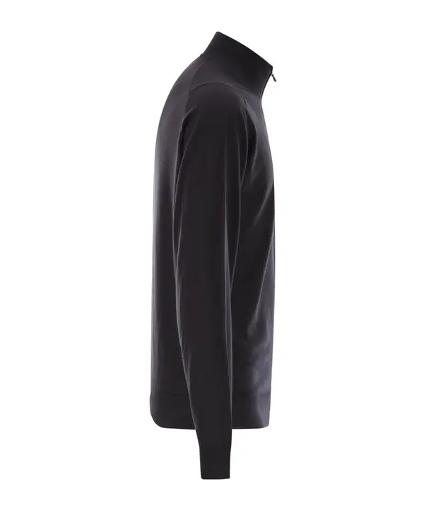 John Smedley Barrow High Neck Zip-up Knitwear - Black