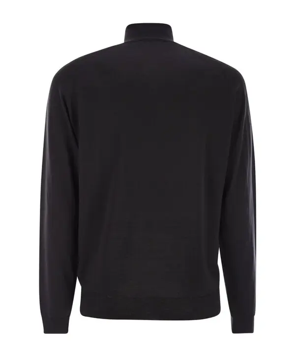 John Smedley Barrow High Neck Zip-up Knitwear - Black