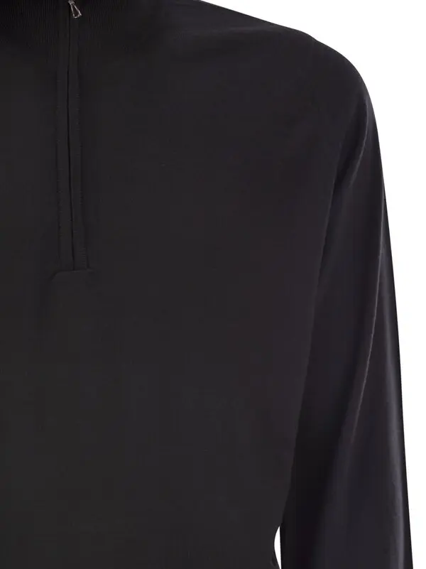 John Smedley Barrow High Neck Zip-up Knitwear - Black