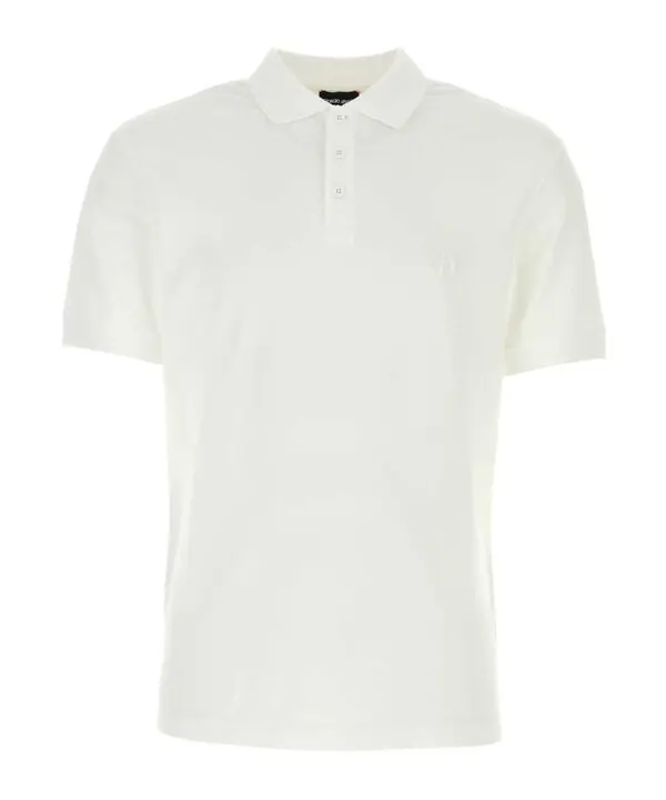 Giorgio Armani Logo Embroidered Short-sleeved Polo Shirt - White