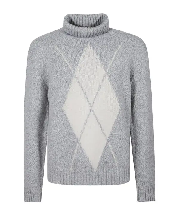 Eleventy Long-sleeved Argyle Sweater - Gray