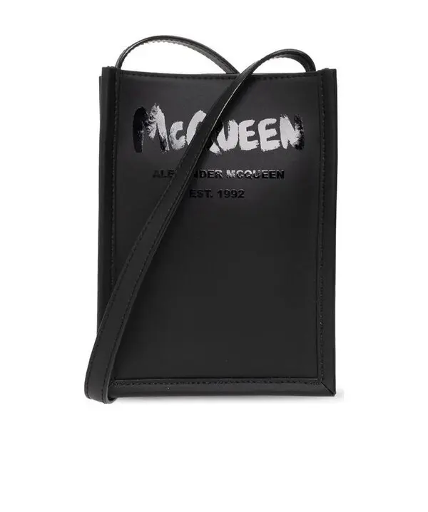 Alexander McQueen Logo Print Edge Mini Crossbody Bag - Black