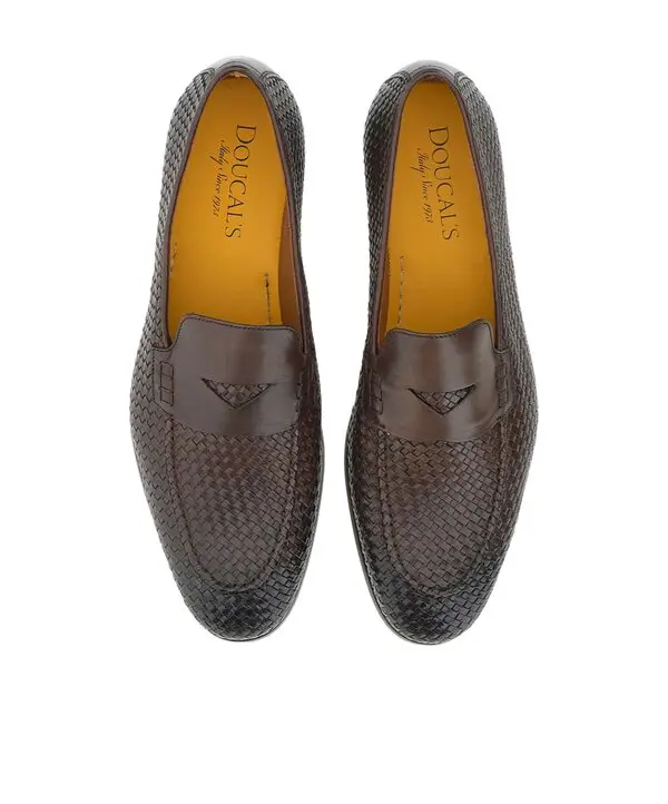 DOUCAL'S Woven Leather Loafers - Brown