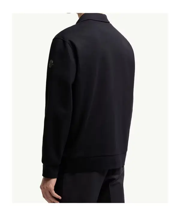 Moncler Leather Logo Half-zipper Sweatshirt