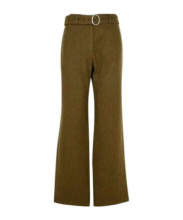 JIL SANDER Flannel Zipped Pants - Brown
